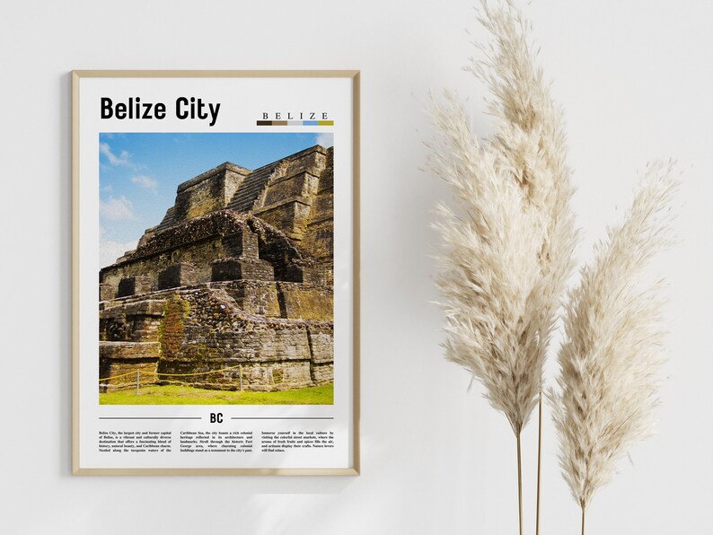 Belize City Poster, Belize City Print, Belize City Wall Art, Minimal ...