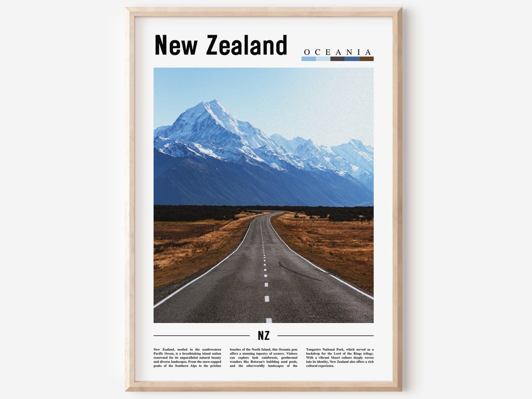 New Zealand Poster, New Zealand Print, New Zealand Wall Art, Minimal ...