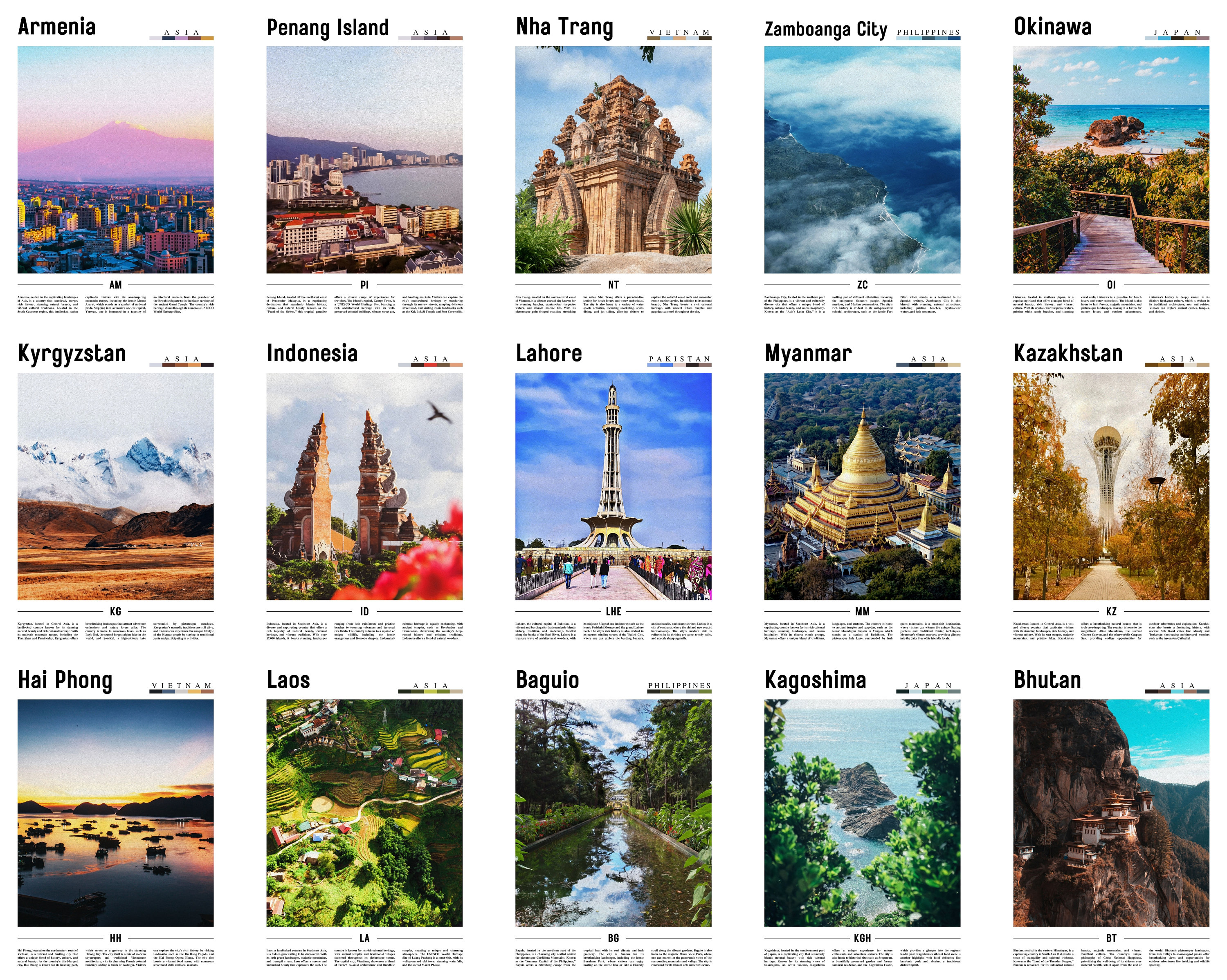 180+ Asia Bundle Travel Print, Asia Poster, Asia Wall Art, Minimal City ...