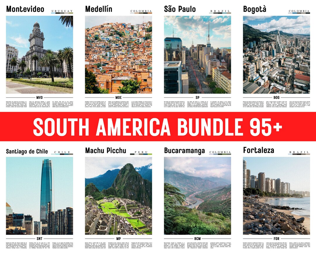 95+ South America Bundle Travel Print, South America Poster, South ...