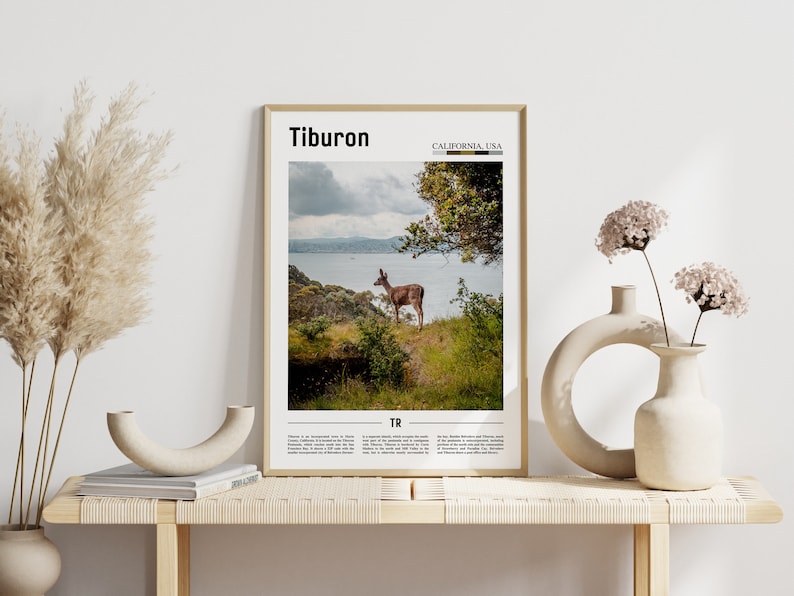 Tiburon Print, Tiburon Poster, Tiburon Wall Art, Minimal Travel Print ...