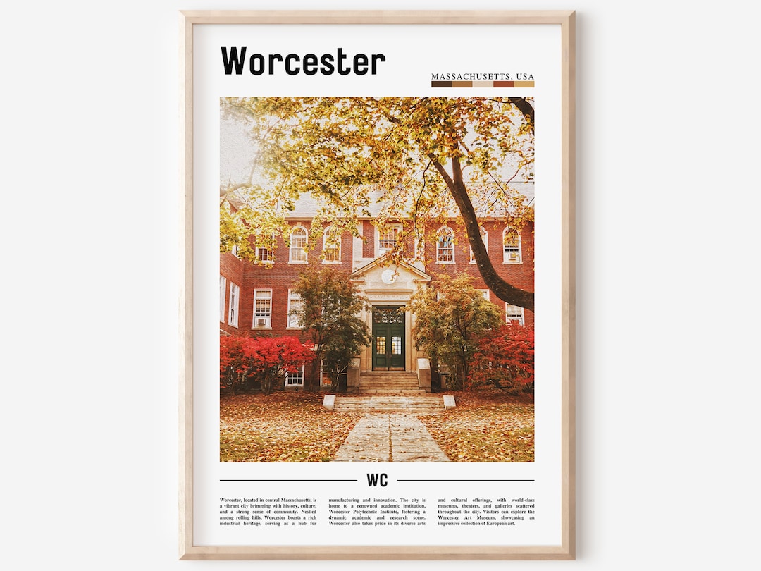 Worcester Poster, Worcester Print, Worcester Wall Art, United States ...