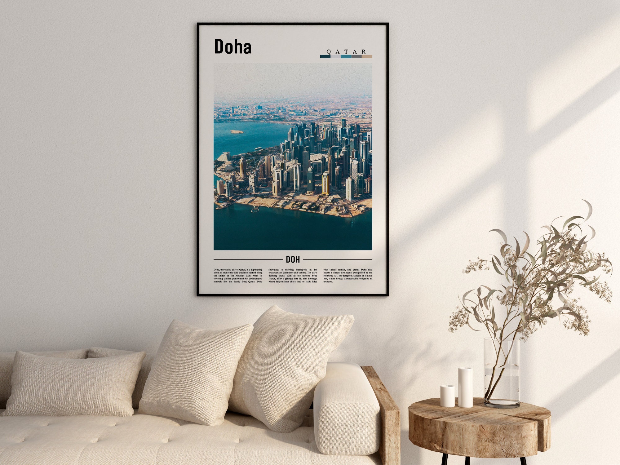 Doha Poster, Doha Print, Doha Wall Art, Minimal Travel Print, Travel ...