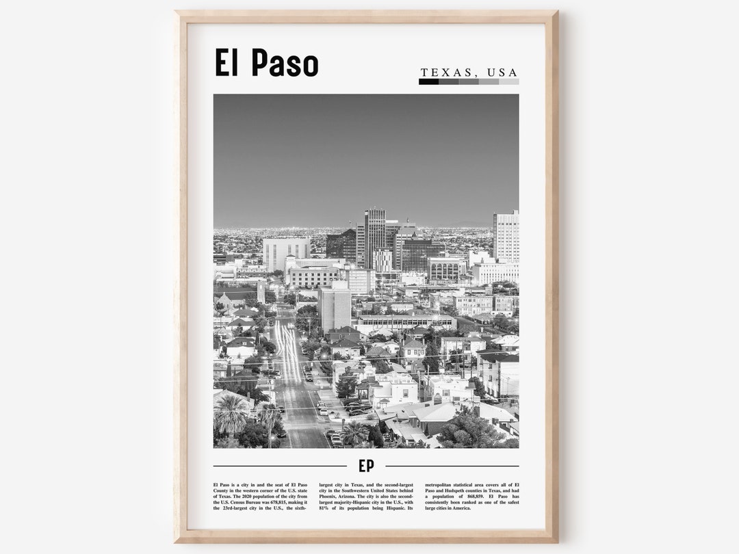 El Paso Poster Black and White, El Paso Print Black and White, El Paso ...