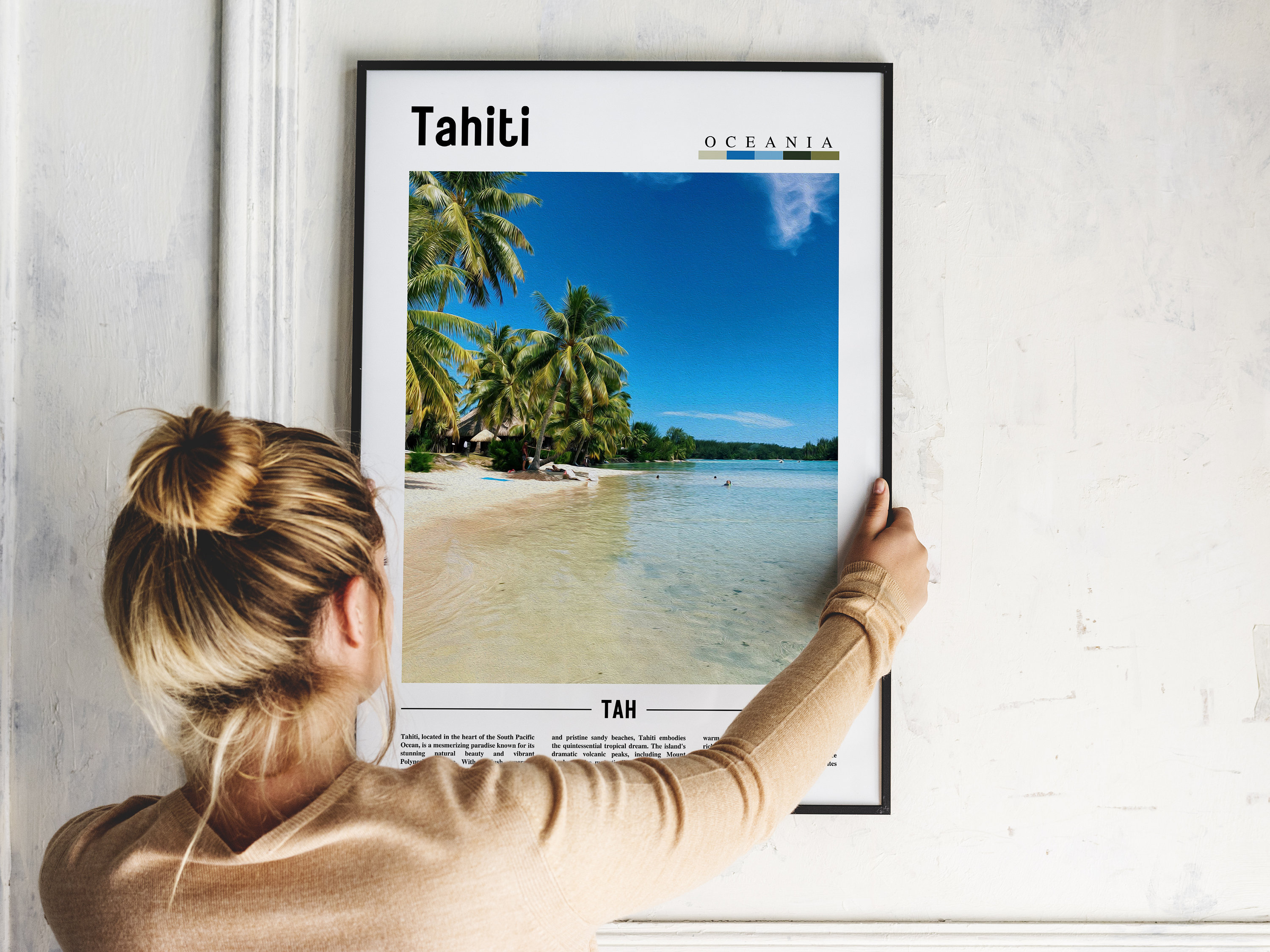 Tahiti Poster, Tahiti Print, Tahiti Wall Art, Minimal Travel Print ...