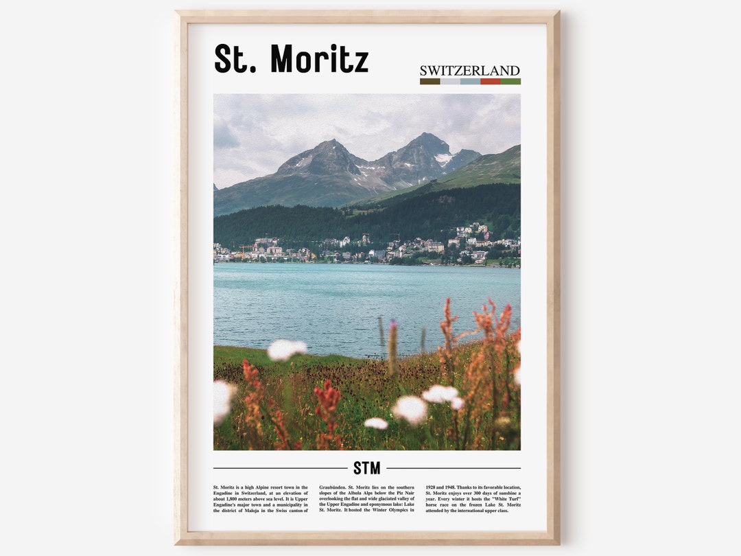 St Moritz Print, St Moritz Poster, St Moritz Wall Art, Oil Painting ...