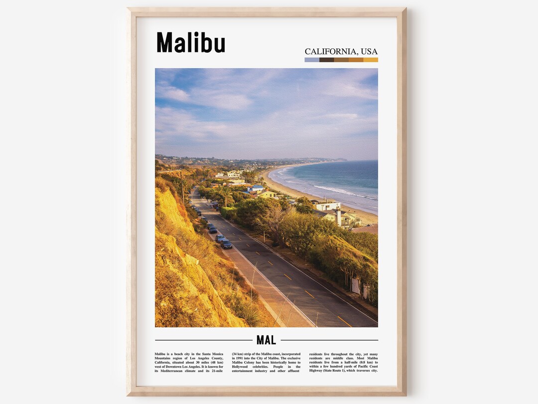 Malibu Print, Malibu Poster, Malibu Wall Art, Oil Painting Poster ...