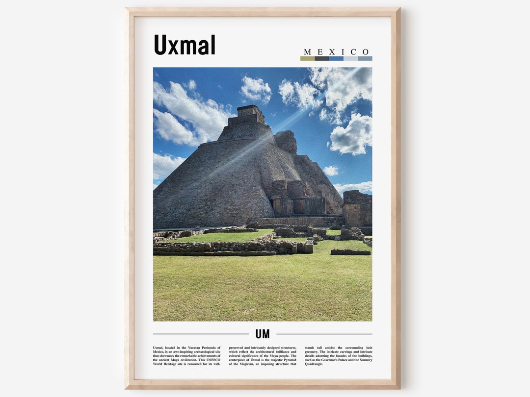 Uxmal Poster, Uxmal Print, Uxmal Wall Art, Minimal Travel Print, Travel ...