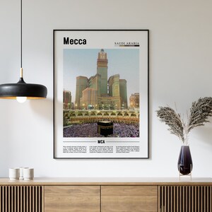 Mecca Poster, Mecca Print, Mecca Wall Art, Minimal Travel Print, Travel ...