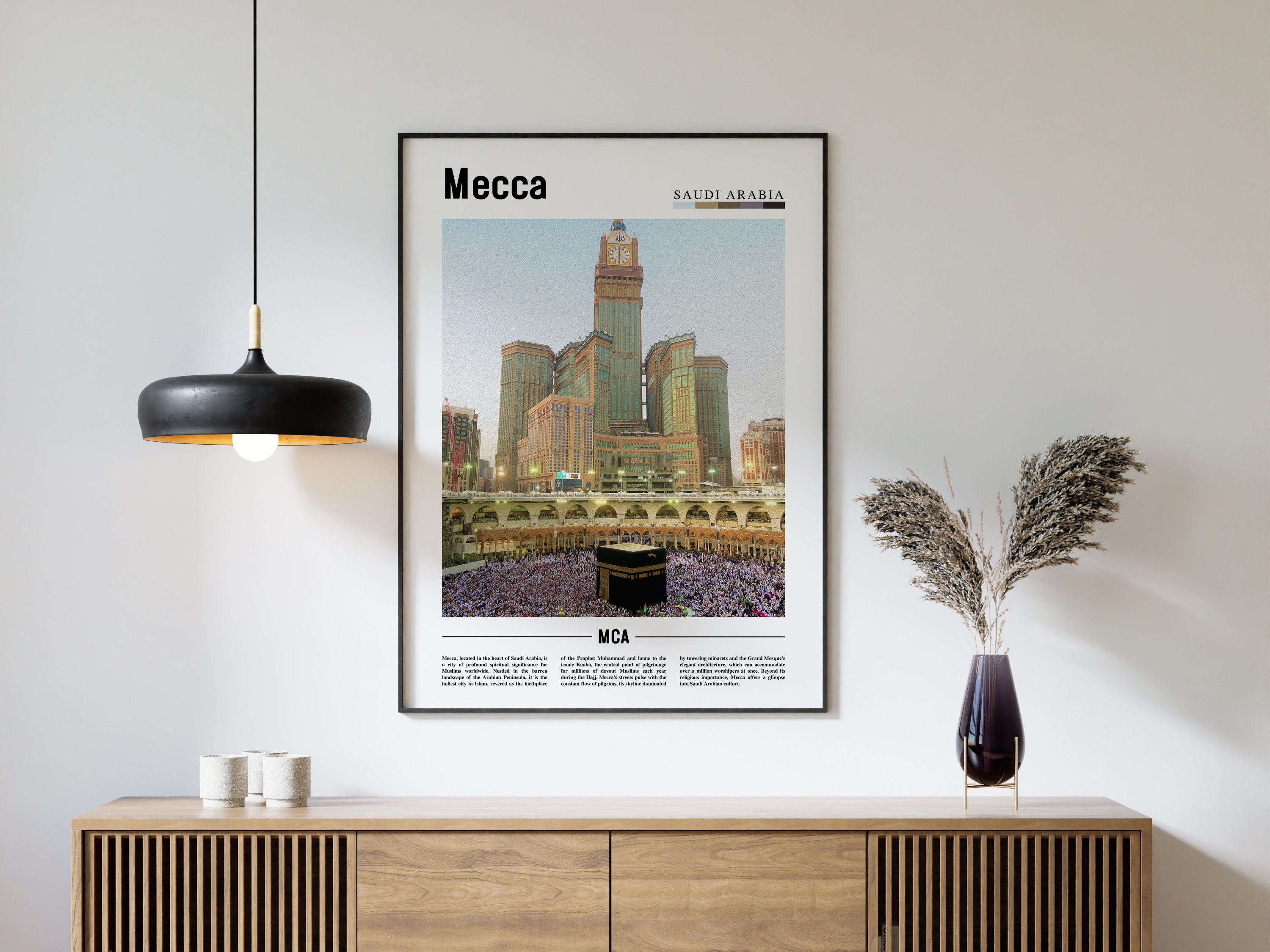 Mecca Poster, Mecca Print, Mecca Wall Art, Minimal Travel Print, Travel ...