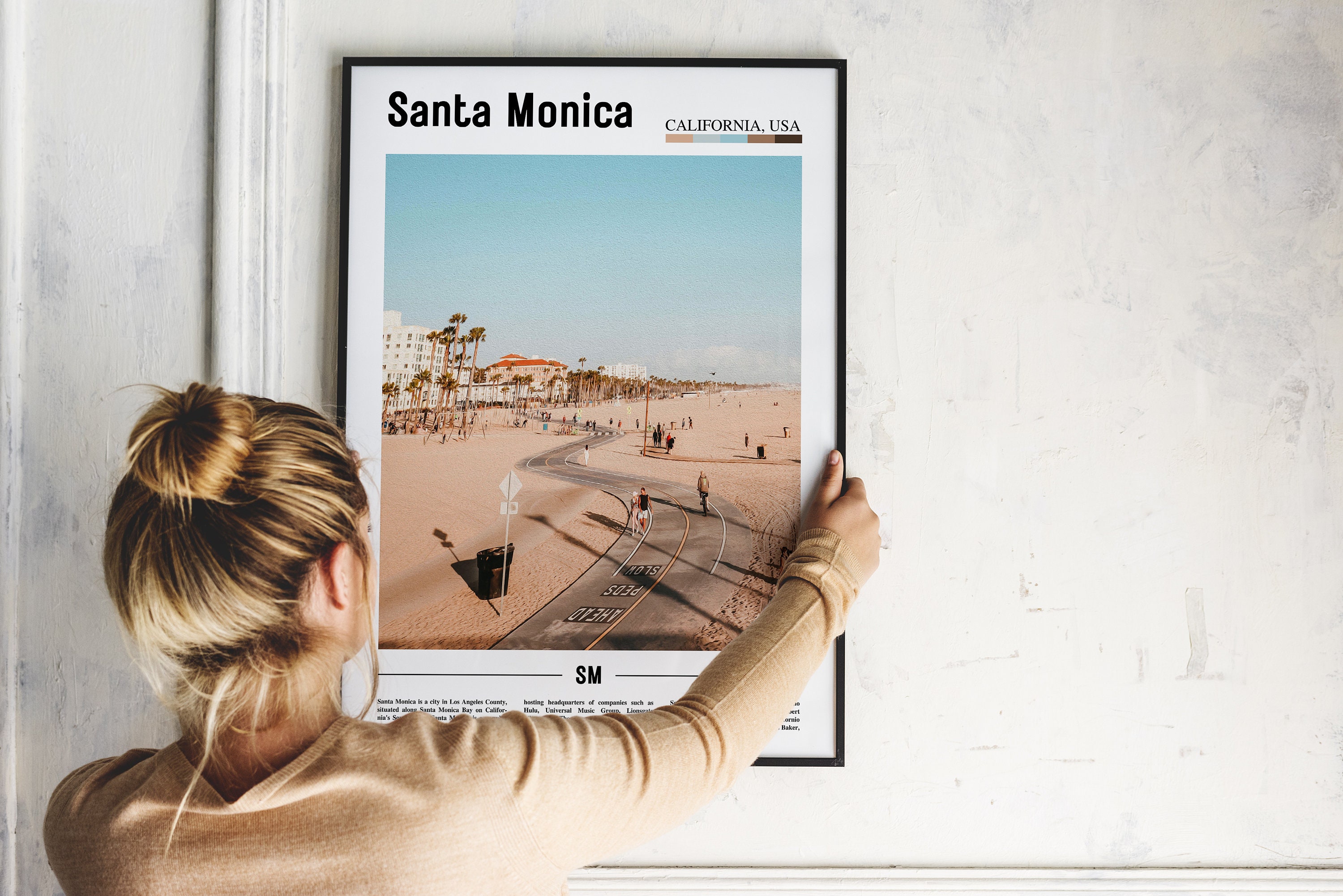 Santa Monica Print, Santa Monica Poster, Santa Monica Wall Art, Minimal ...