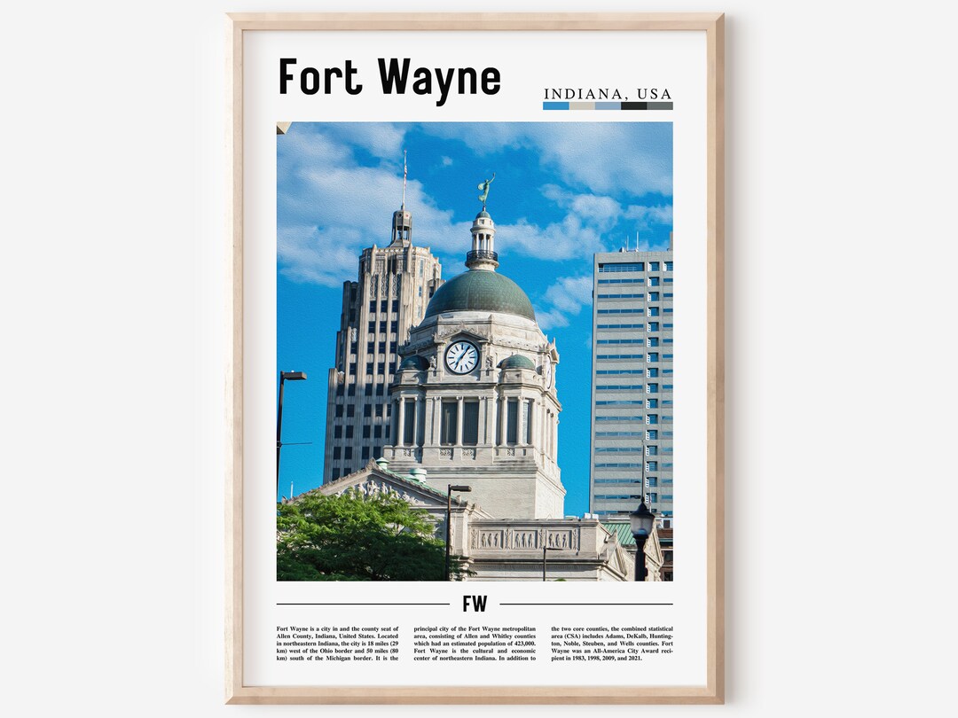Fort Wayne Poster, Fort Wayne Print, Fort Wayne Wall Art, United States ...