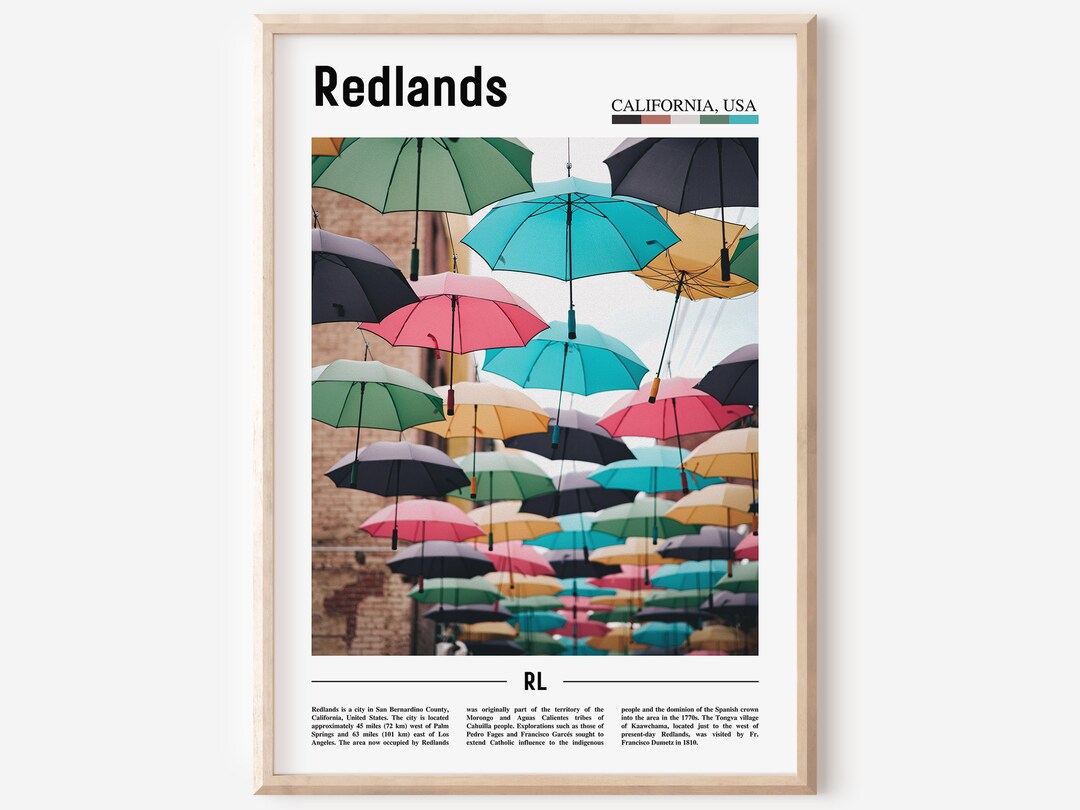 Redlands Print, Redlands Poster, Redlands Wall Art, Minimal Travel ...