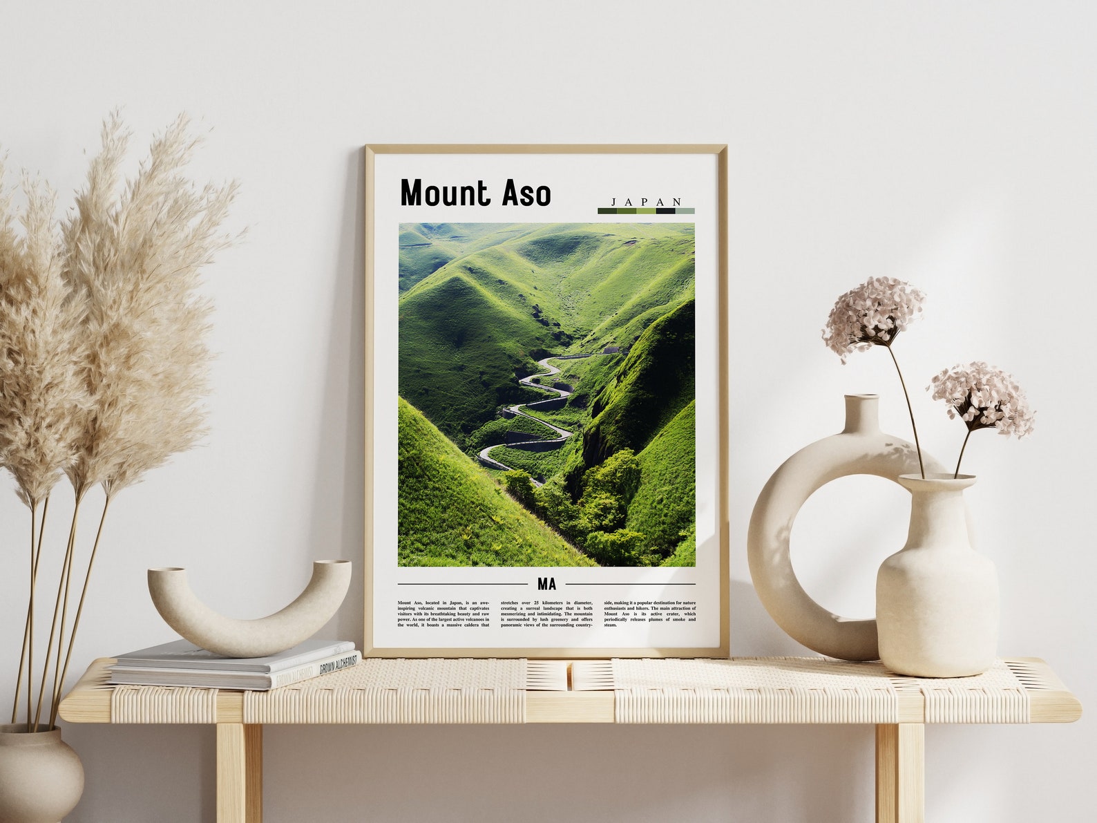 Mount Aso Poster, Mount Aso Print, Mount Aso Wall Art, Asia Print, Asia ...