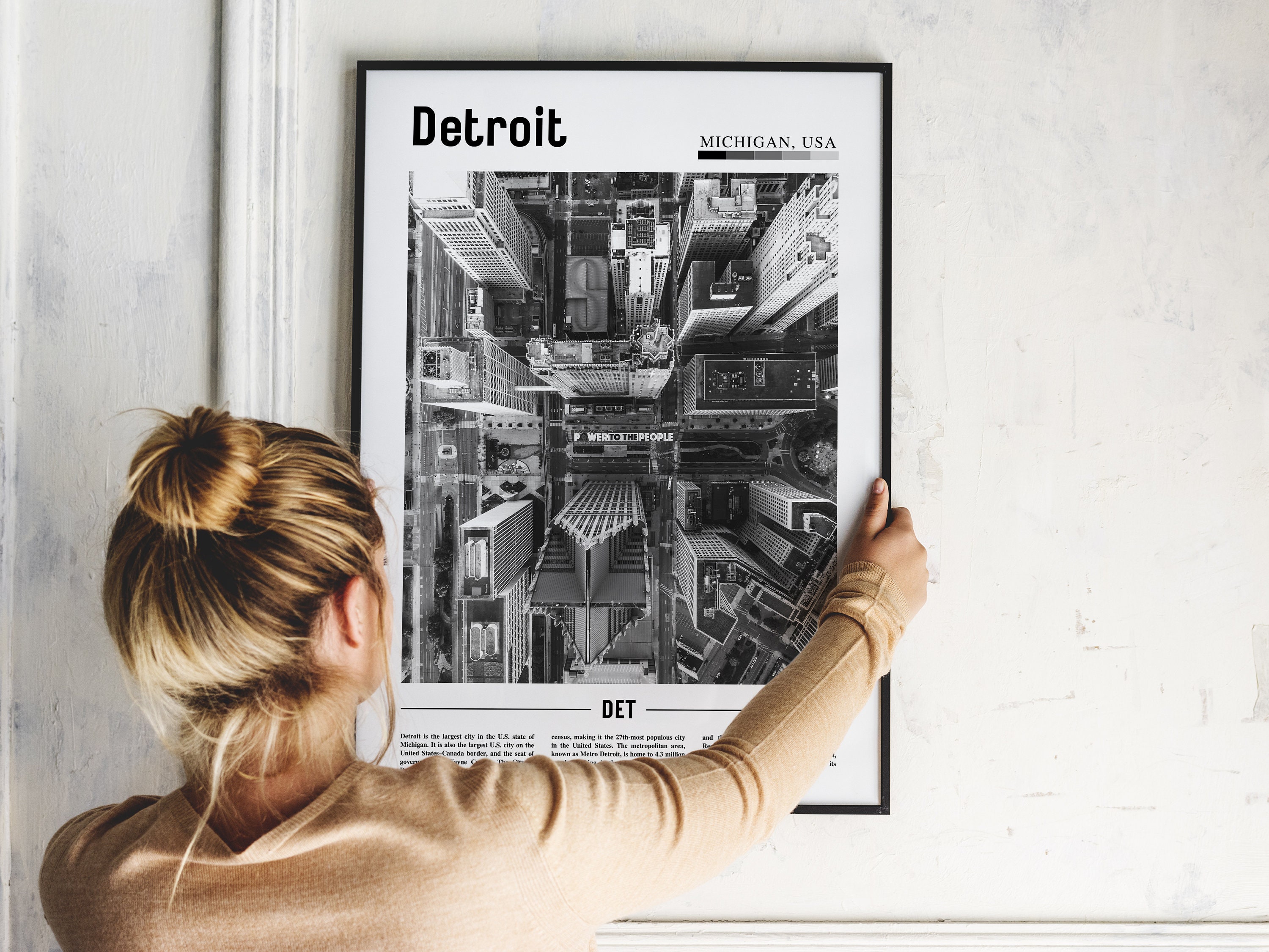 Detroit Poster Black and White Detroit Print Black and White - Etsy