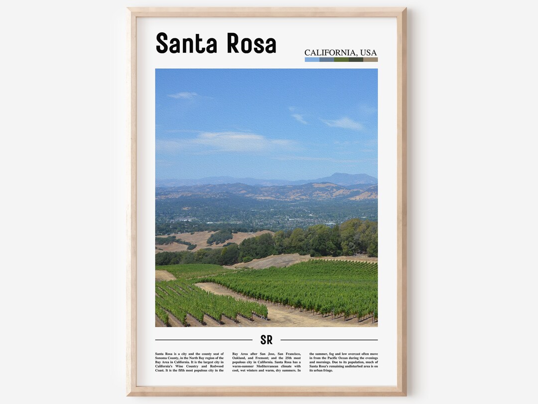 Santa Rosa Print, Santa Rosa Poster, Santa Rosa Wall Art, Minimal ...