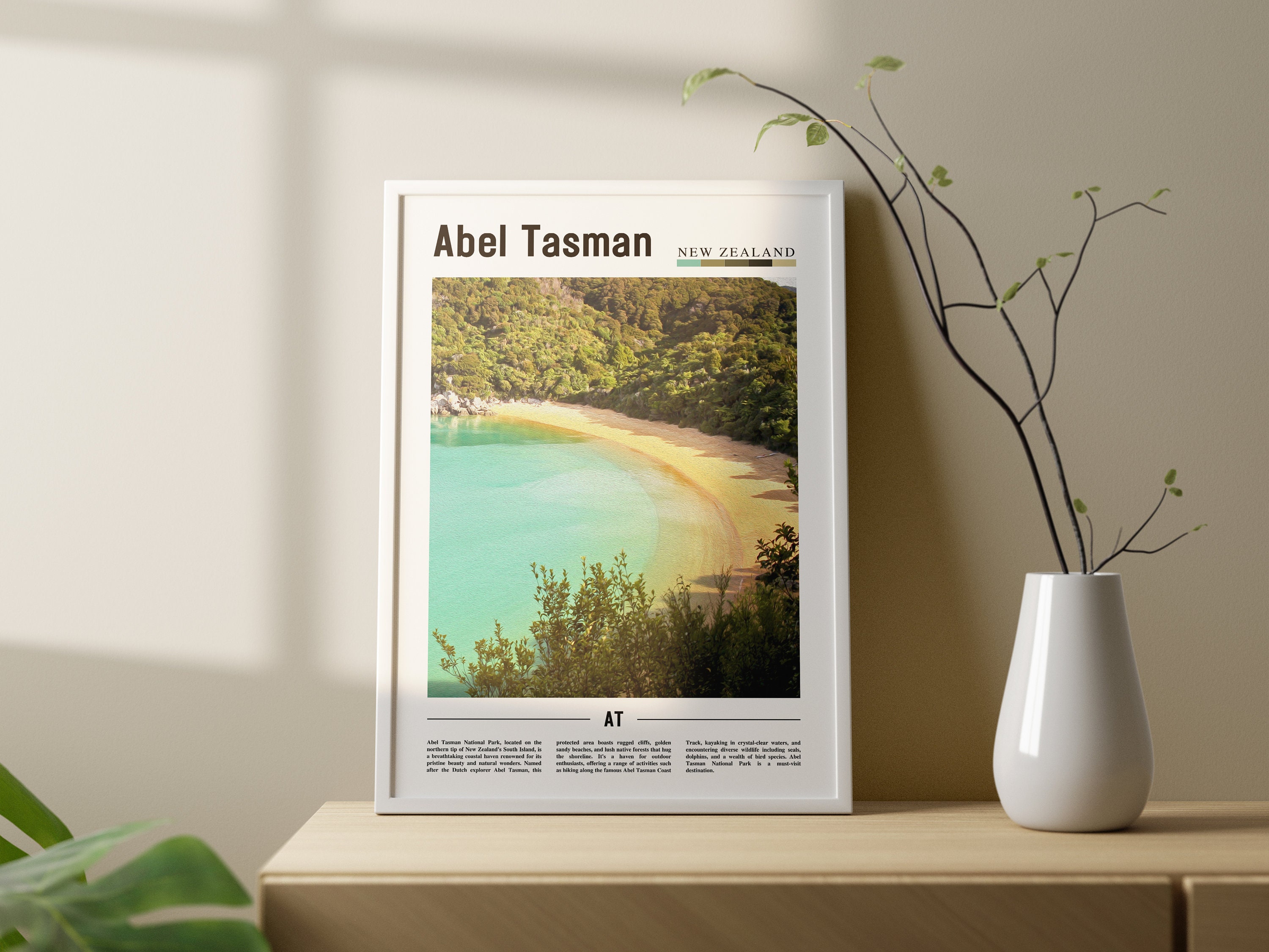 Abel Tasman Poster, Abel Tasman Print, Abel Tasman Wall Art, Minimal ...