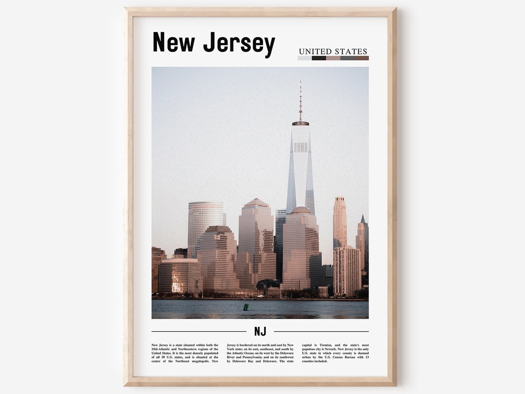 New Jersey Poster, New Jersey Print, New Jersey Wall Art, United States ...