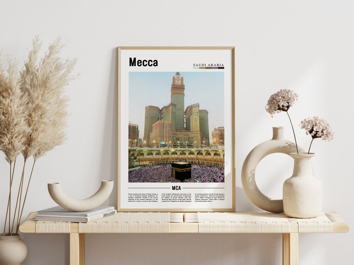 Mecca Poster, Mecca Print, Mecca Wall Art, Minimal Travel Print, Travel ...