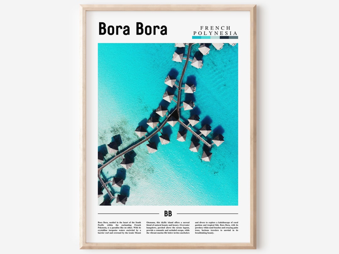 Bora Bora Poster, Bora Bora Print, Bora Bora Wall Art, Minimal Travel ...