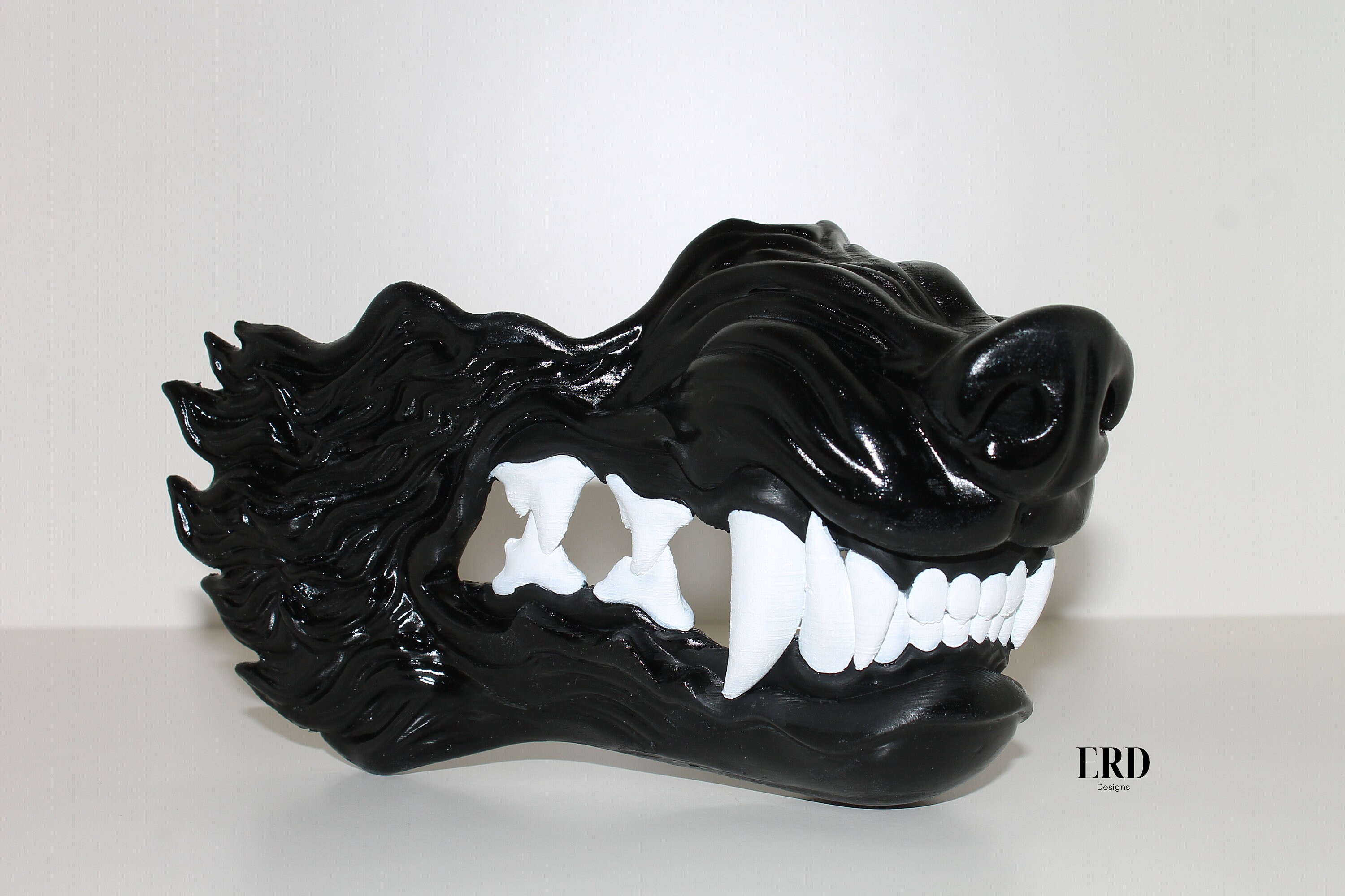 Halloween Costume Wolf Mask Samurai Mask Oni Mask Wolf Half Mask Face ...