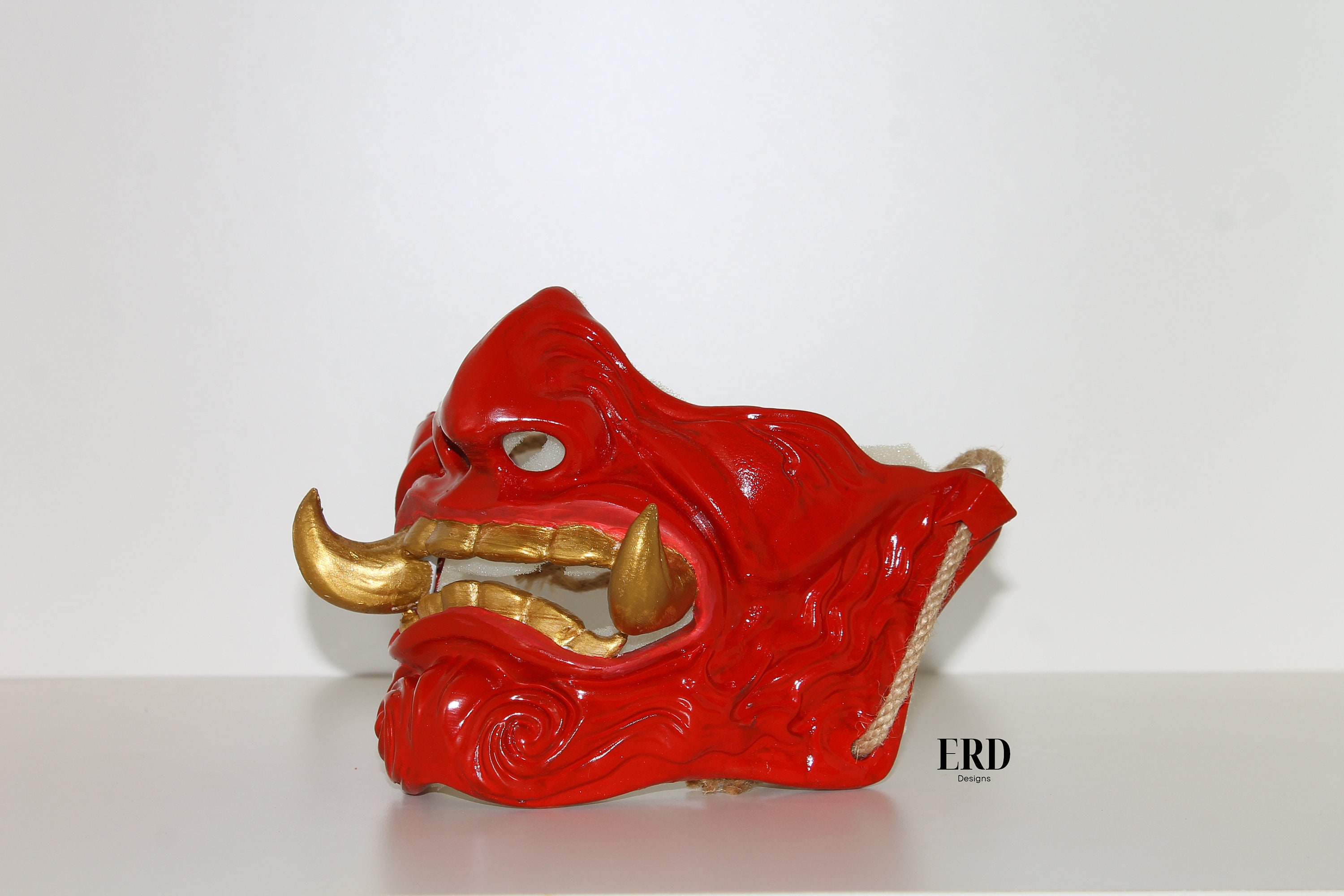 Halloween Oni Mask Ghost of Tsushima Mask V1 Mempo Cosplay Samurai Oni ...