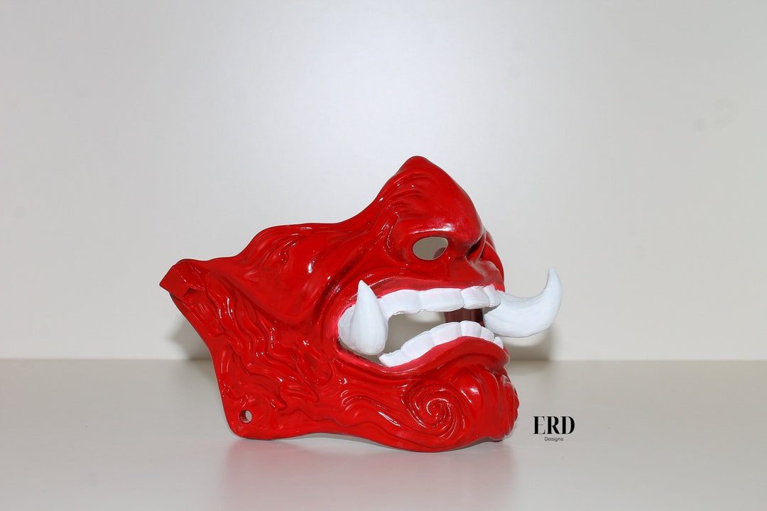 Halloween Oni Mask Ghost of Tsushima Mask V1 Mempo Cosplay Samurai Oni ...