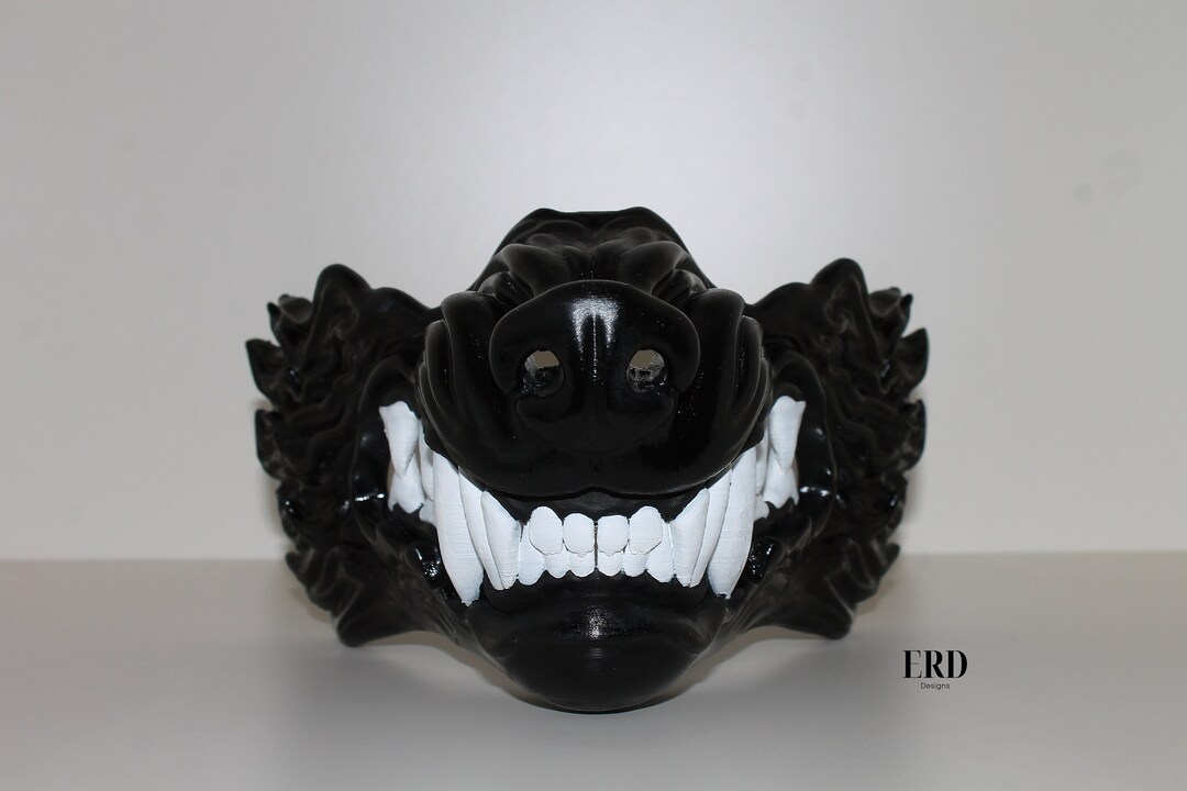 Halloween Costume Wolf Mask Samurai Mask Oni Mask Wolf Half Mask Face ...