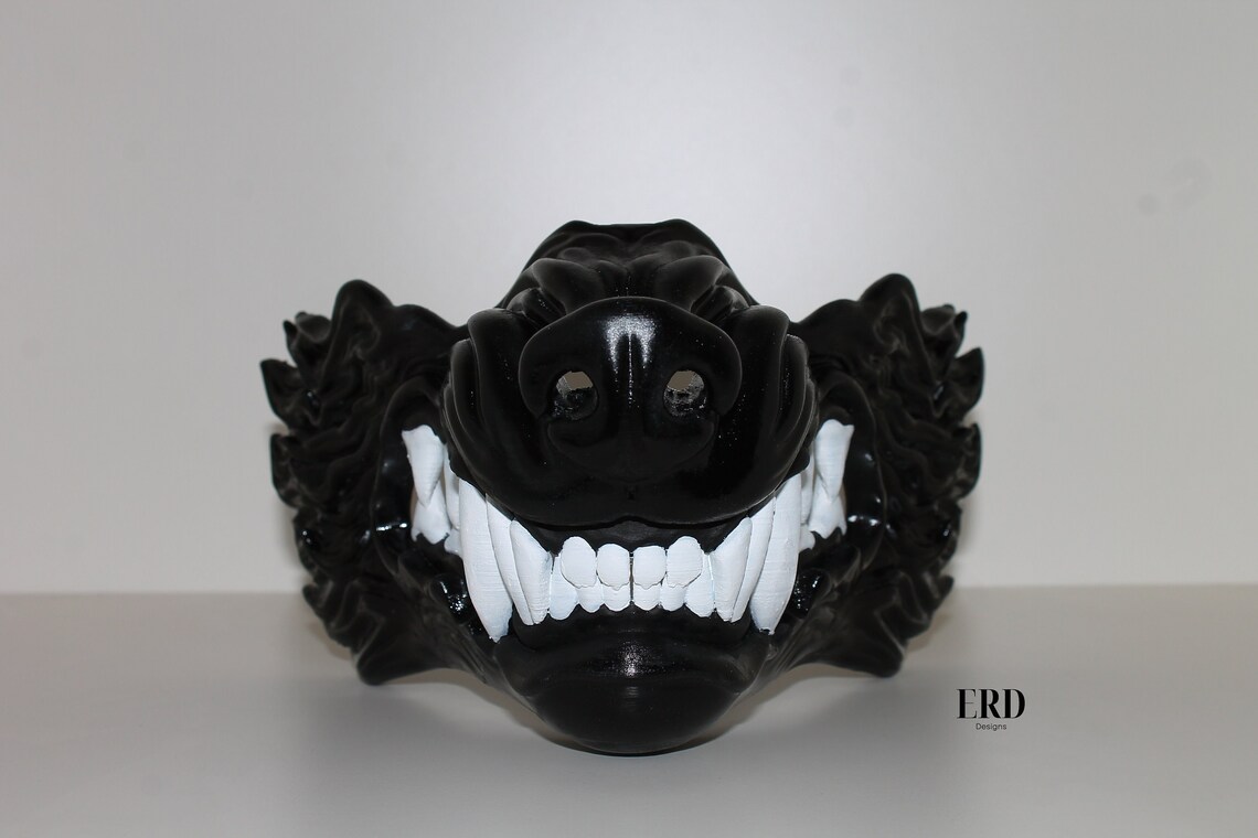 Halloween Costume Wolf Mask Samurai Mask Oni Mask Wolf Half Mask Face ...