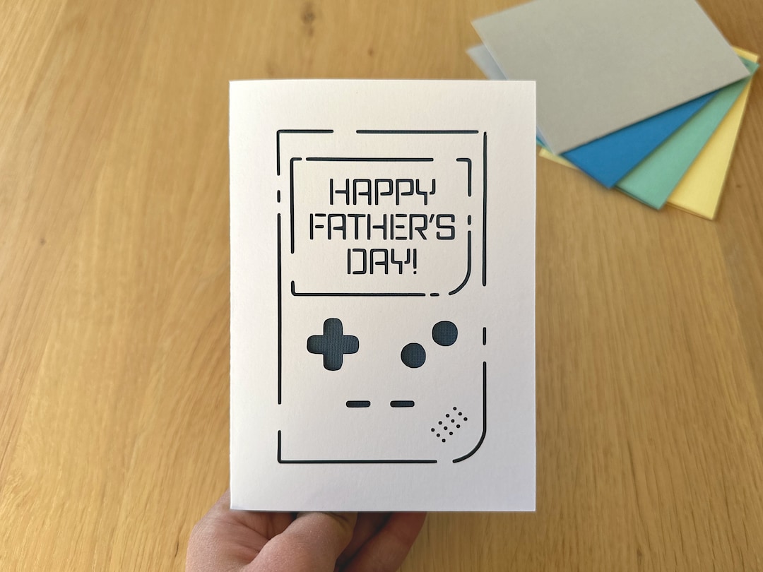 Fathers Day Card, Papercut Game Boy Design, Handmade Fun Video Game ...