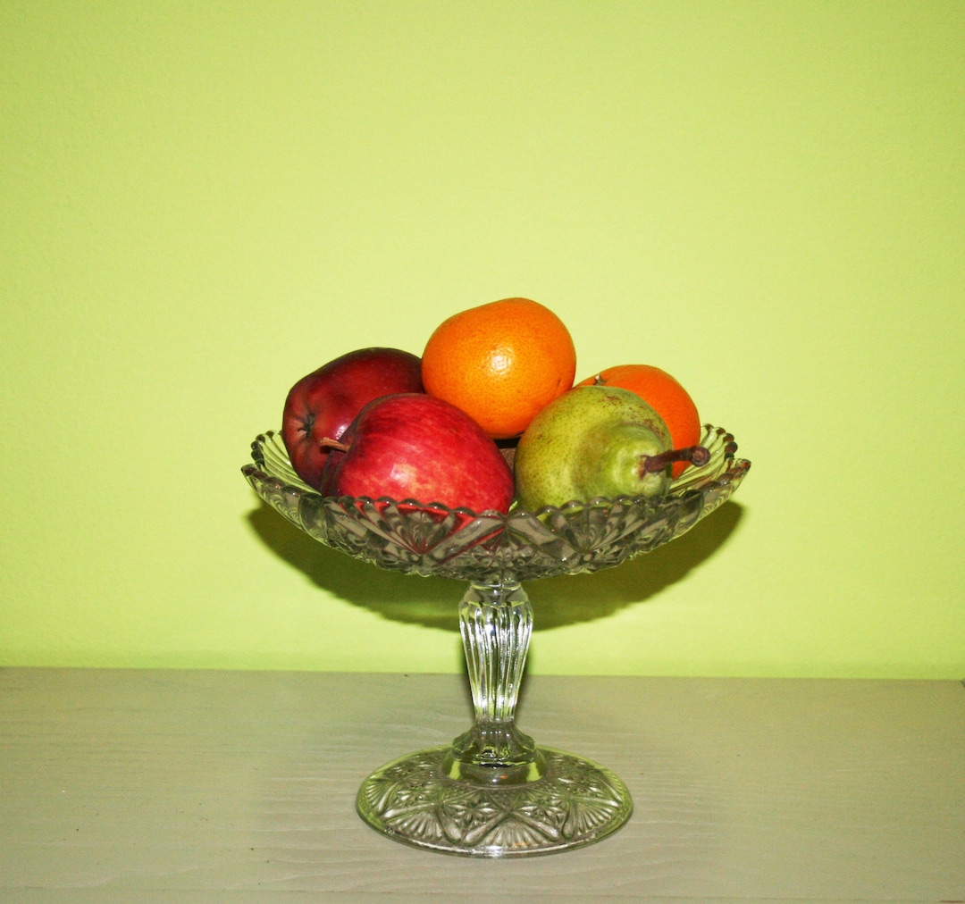 Lovely Pressed Glass Fruit Stand, Pedestal Bowl Made in Italy gift for ...