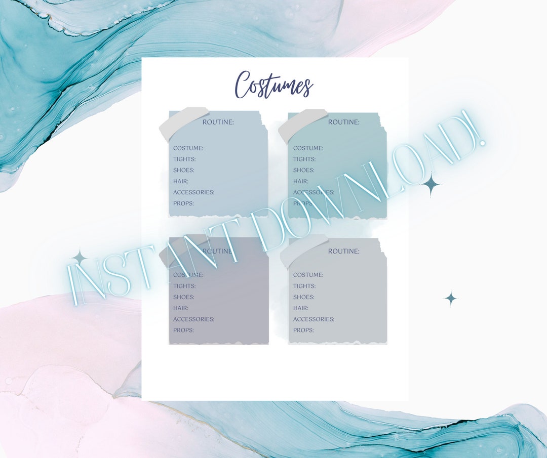 Dance Costume Checklist Digital Download Printable - Etsy UK