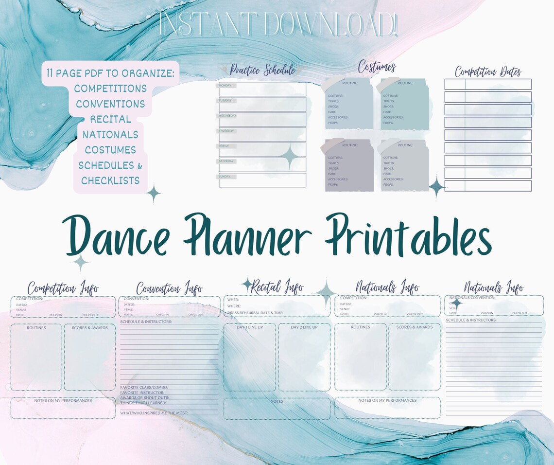 Dance Planner - Printable - Competition, Recital, Costumes, & More - Etsy