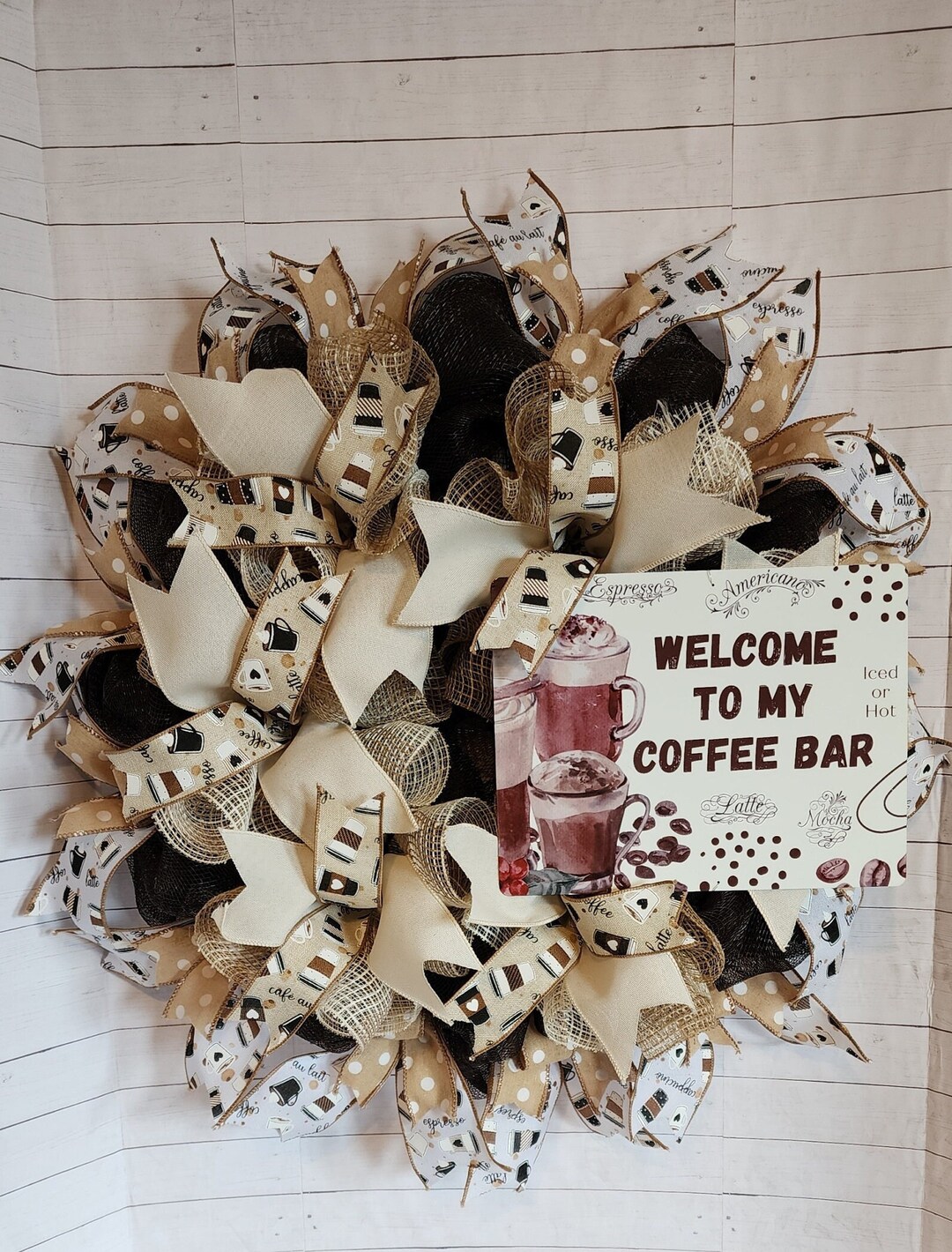 Coffee Bar Wreath for Front Door or Inside Wall. Welcome to My Coffee ...