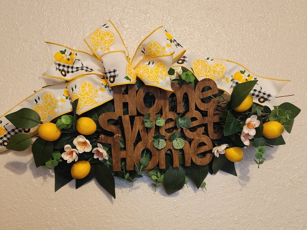 Everyday Lemon Swag Door and Wall Hanger With Small Lemons, Citrus ...