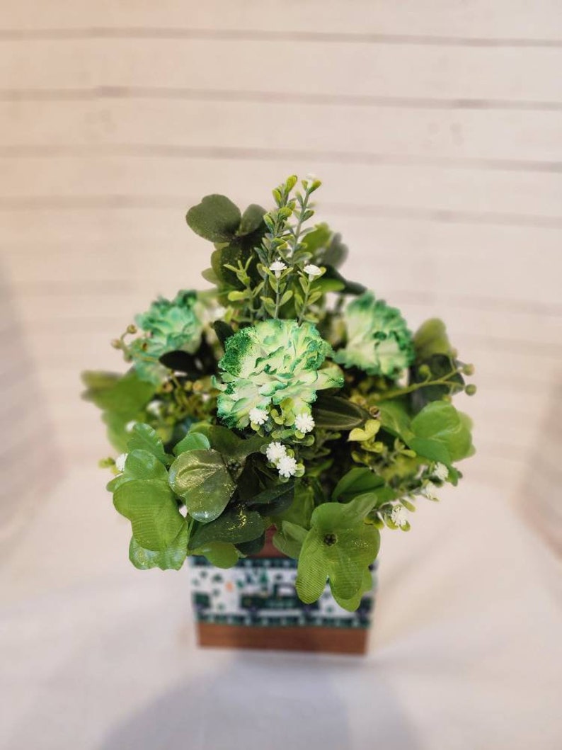 Irish Floral Arrangement, Shamrock Centerpiece, Gnome Floral ...