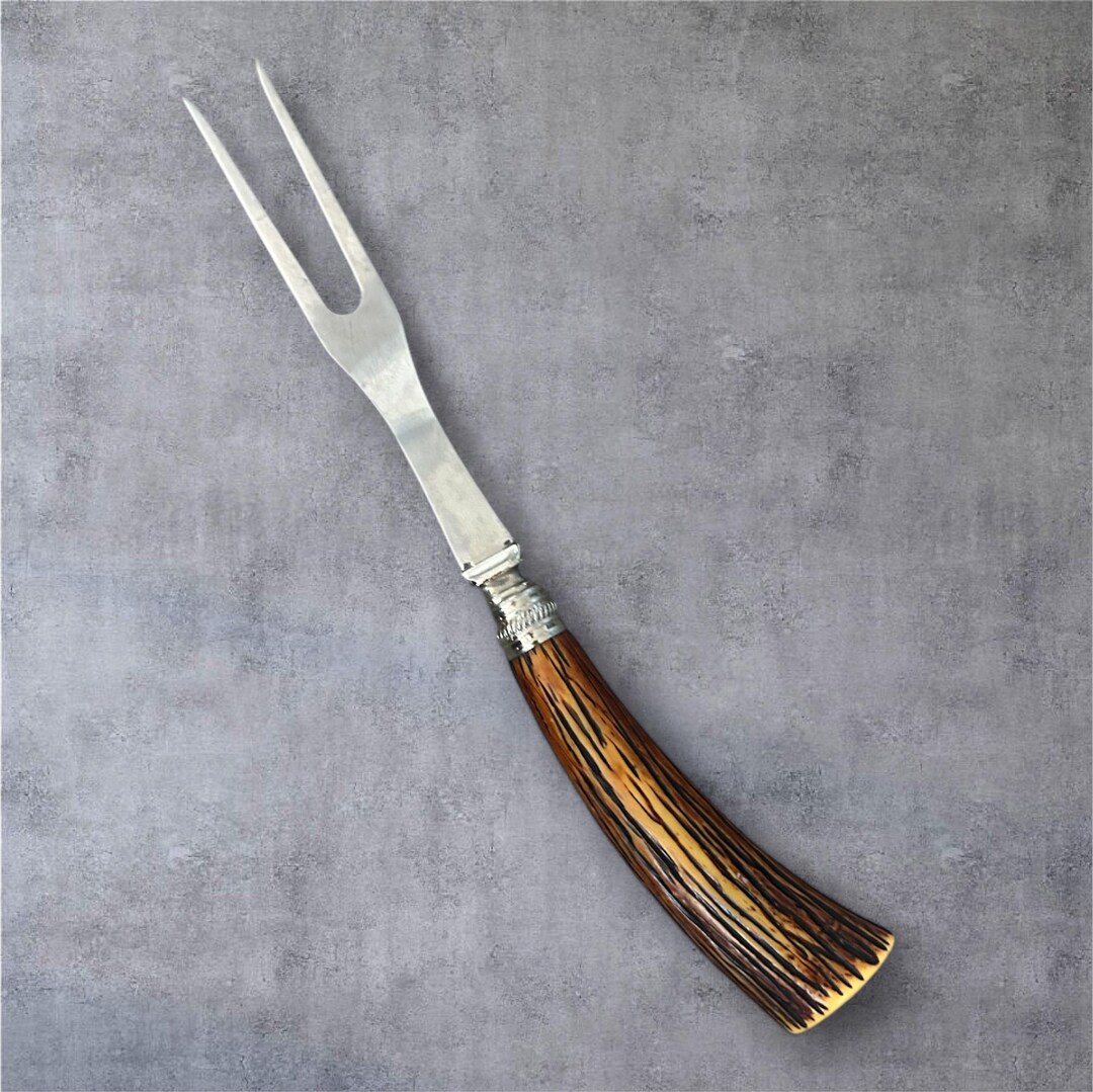 Carving Knife Meat Fork Antler Amber Bakelite Handle Stainless ...