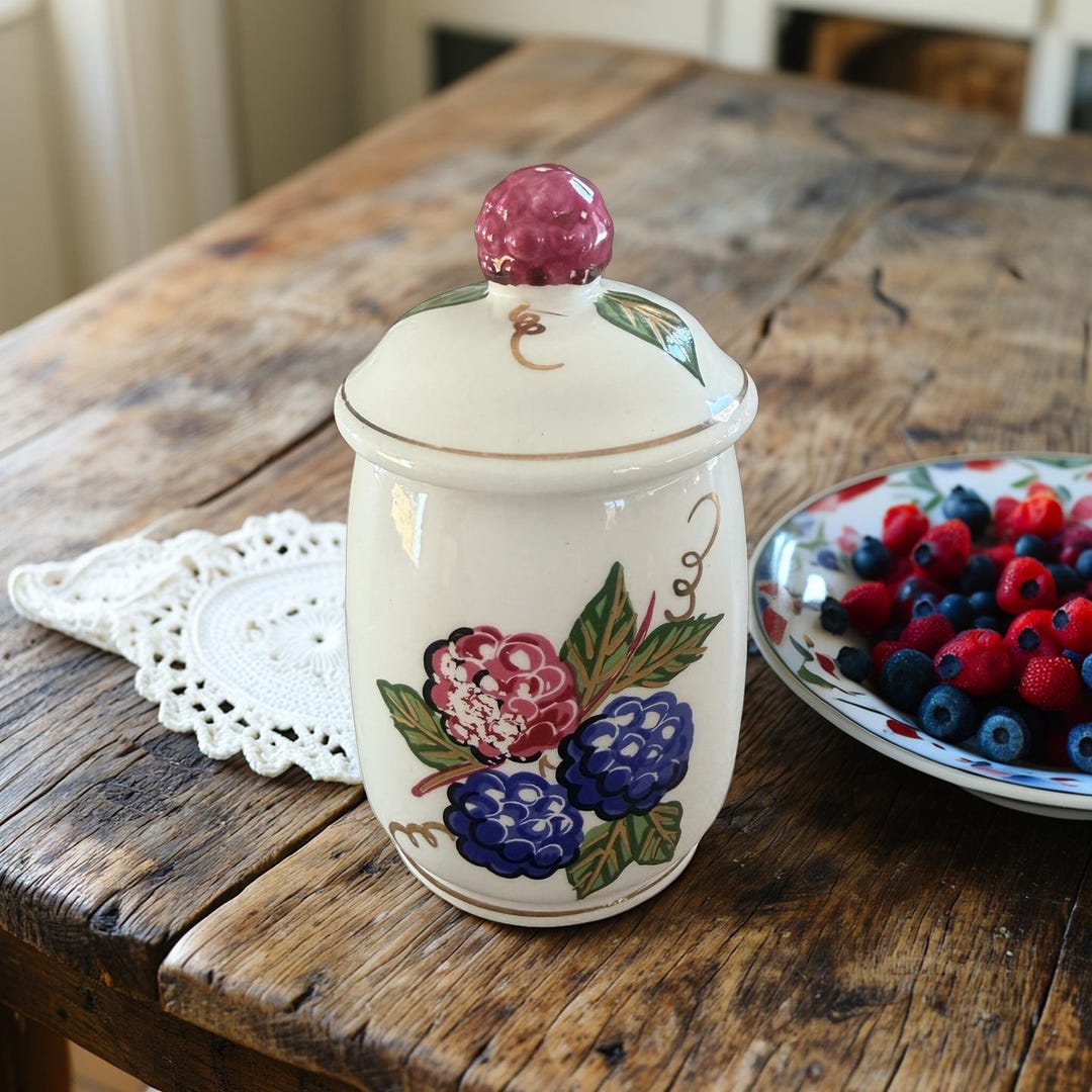 Vintage Knott's Berry Farm Jelly Jar Lid – Blackberry Raspberry Ceramic ...