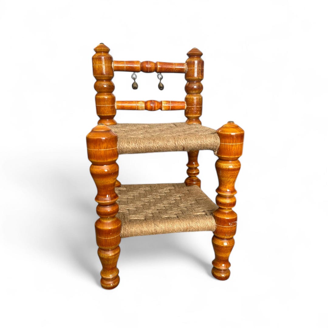 Handmade Miniature Wood and Wool Chairs , Mini Antique Indian Pida ...
