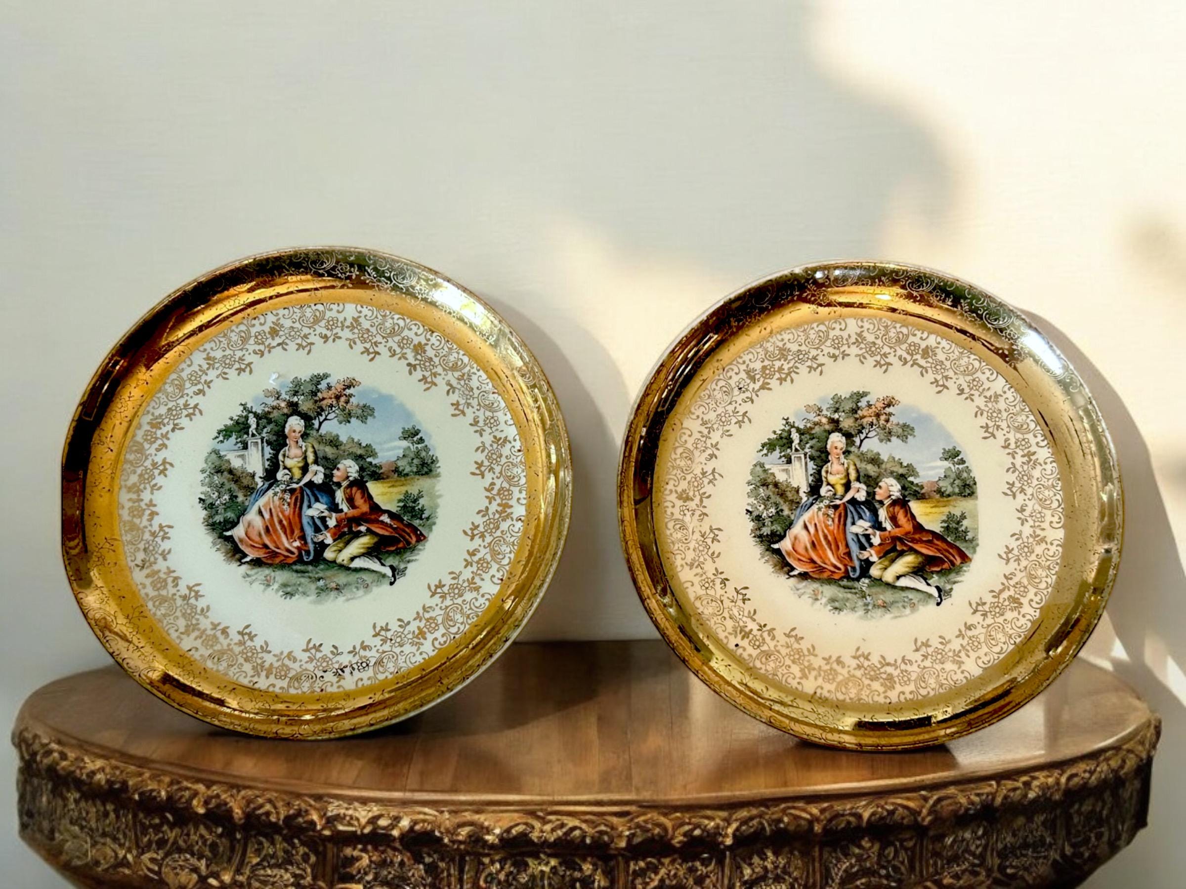 Vintage Romeo and Juliet 22k Gold Plated Plates. Sabin Crest O Gold - Etsy