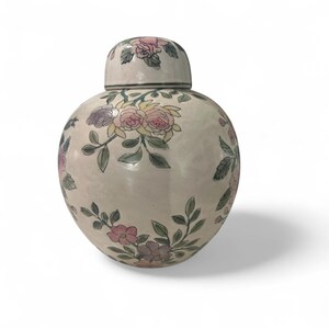 Vintage Chinese Chinoiserie Pink Roses Ceramic Ginger Jar. Asian ...