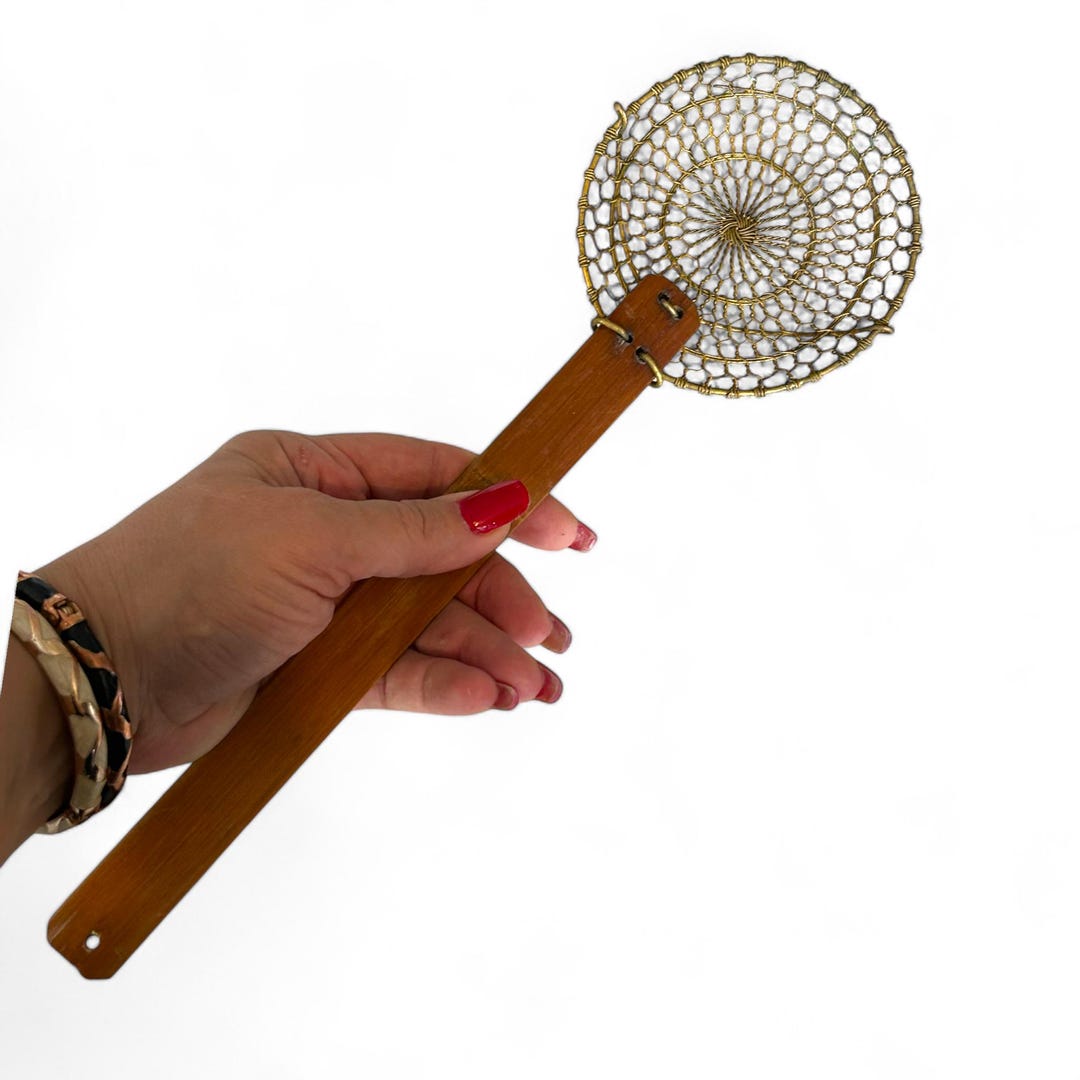 Vintage Handmade Asian Strainer, Vintage Twisted Brass Wire Mesh ...