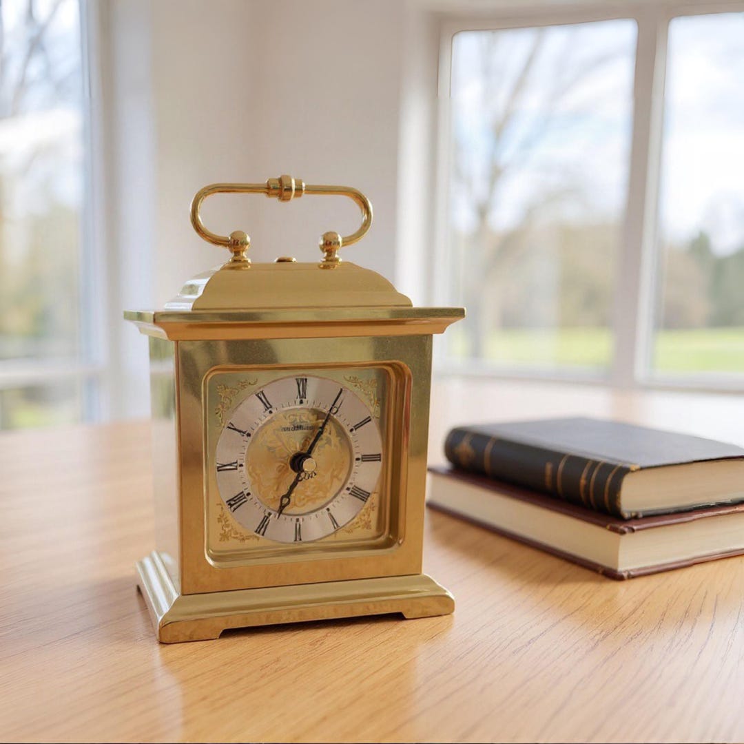 Vintage Waltham Quartz Carriage Clock – 1980s Brass Style Mantel Clock ...