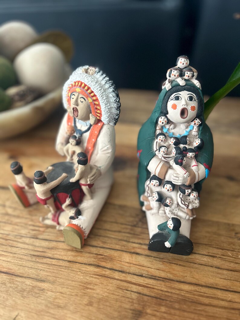 Native American Art Pottery Statues, Mother and Father Storytellers ...