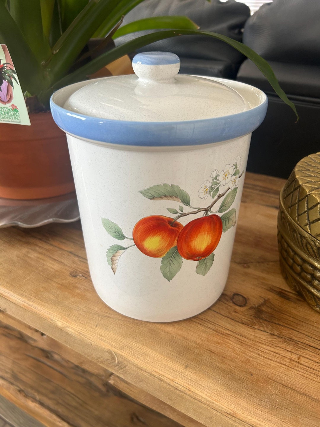 Luscious Large Canister and Lid by Savoir Vivre, Apples and Cherries ...