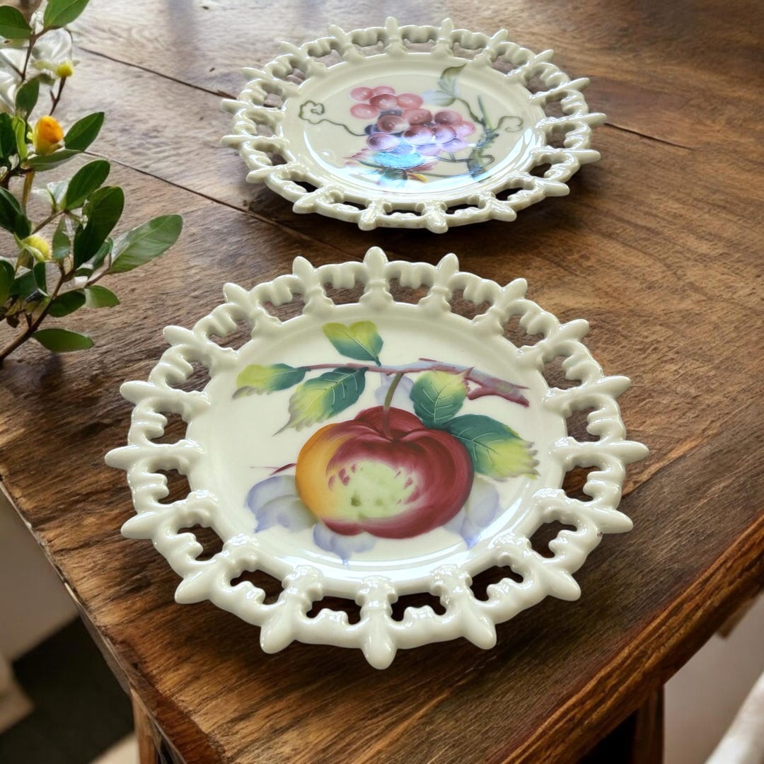 Vintage 1960s Lefton China Hand Painted Plate Porcelain Fruit Still ...