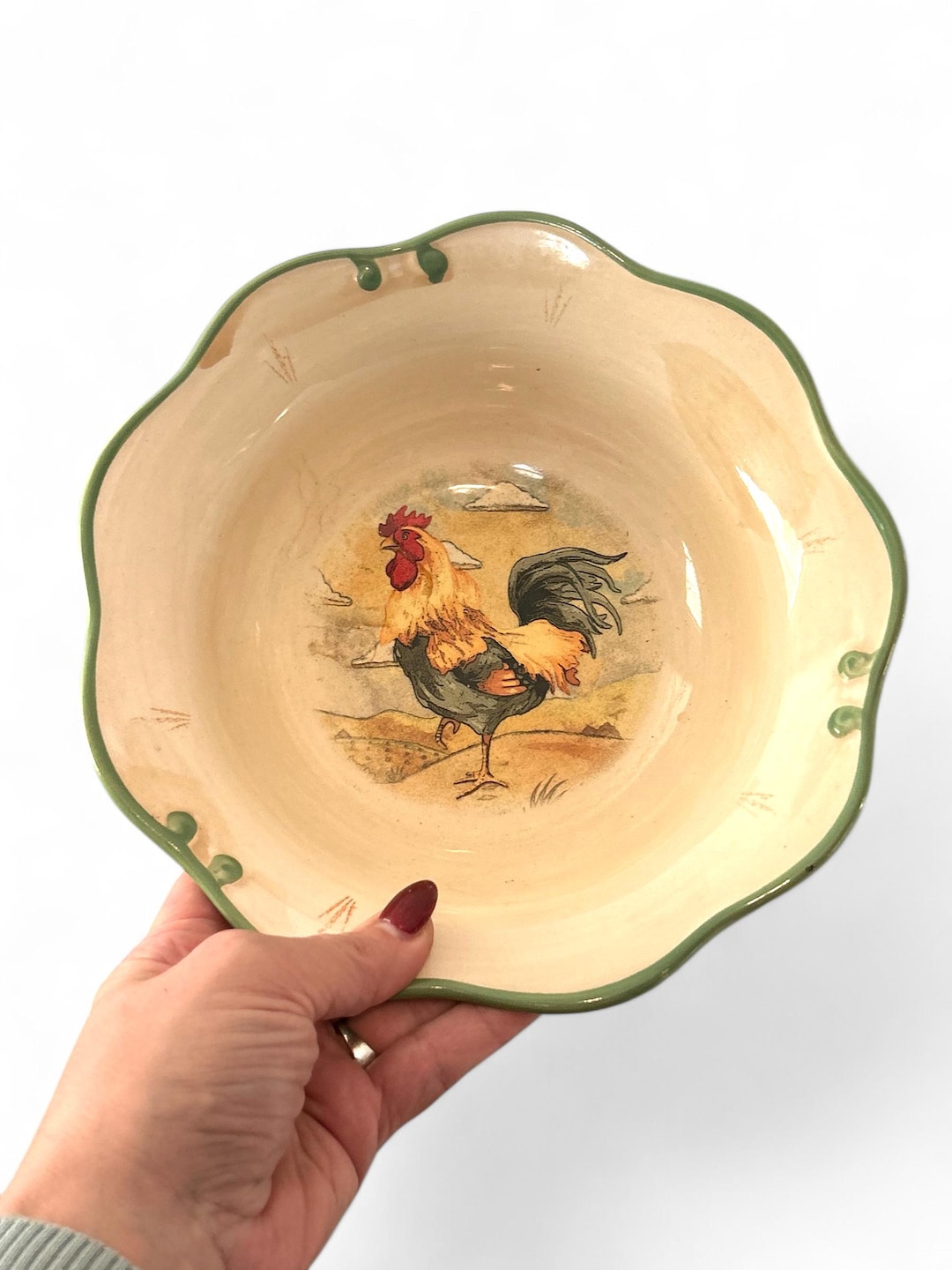 Hand Painted Gibson Designs Royal Rooster China Round Serving Bowl - Etsy