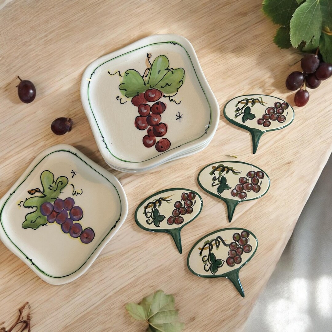 Vintage Julia Junkin Snack Plates (set of 4) Square Plates With Hand ...