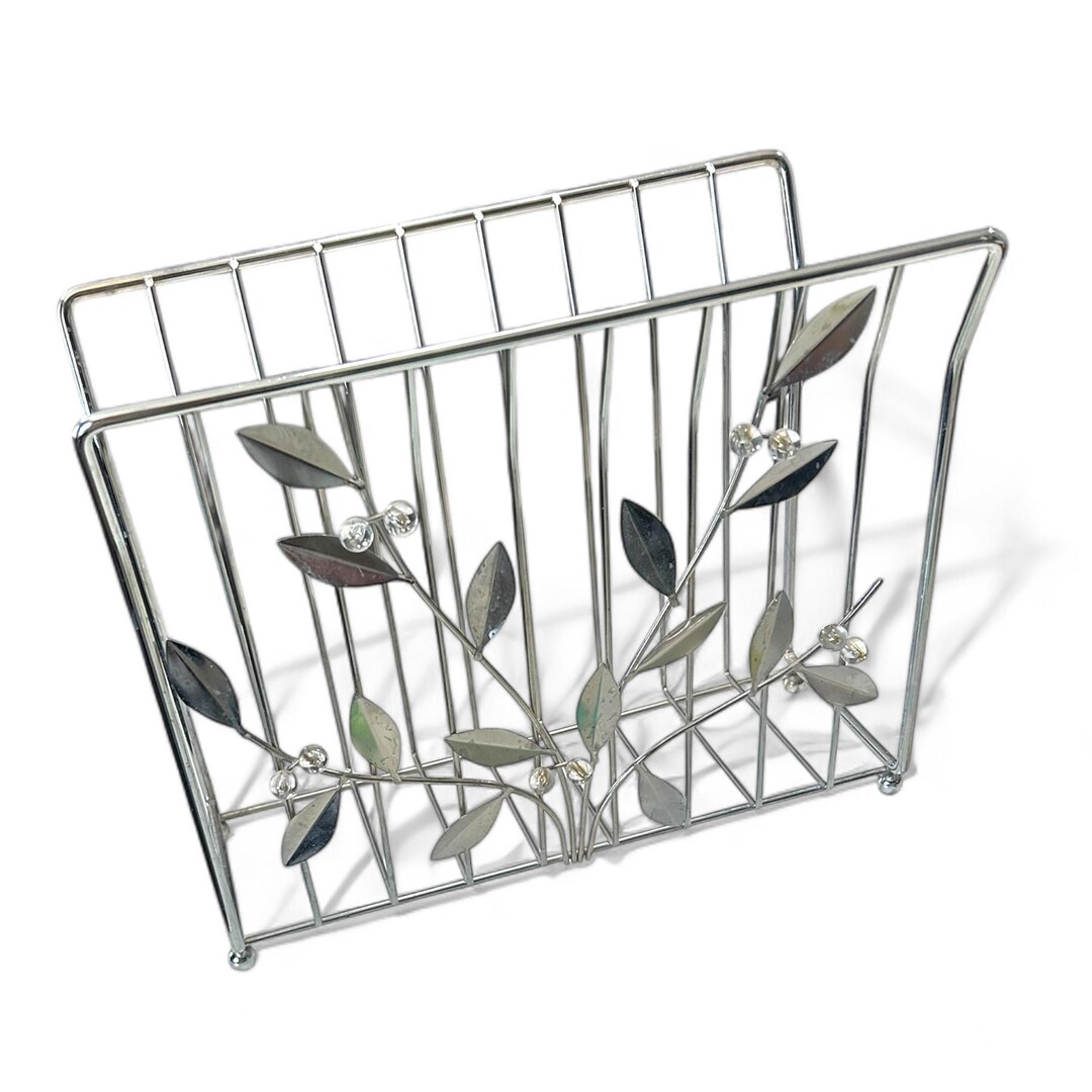 Vintage Magazine/album Rack, Chrome Leaves Branches Magazine Rack ...