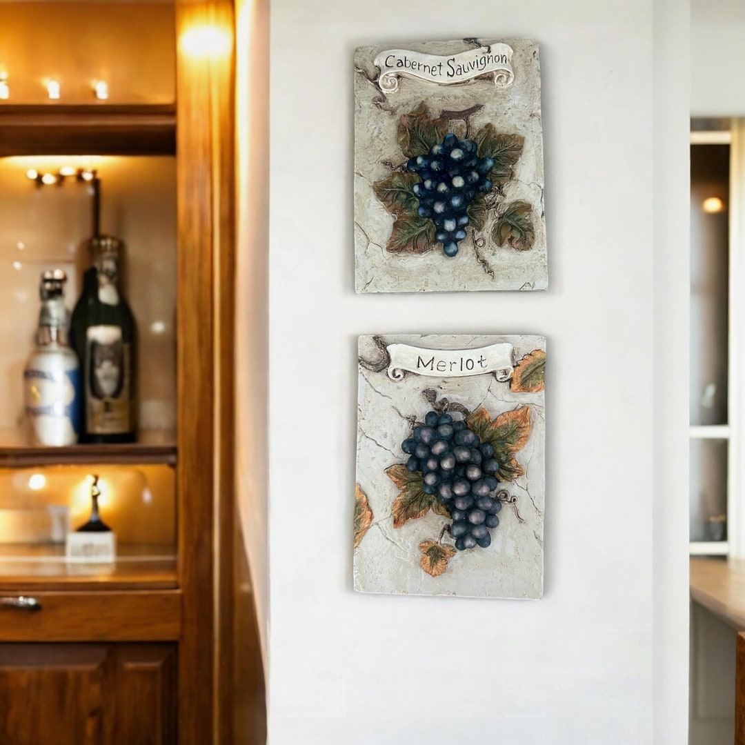 Vintage Wine Grapes Wall Art, Vintage Vineyard 3D Ceramic Wall Tile ...